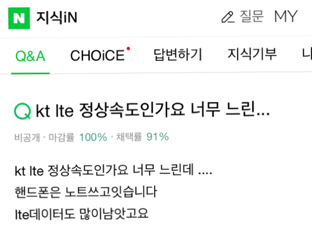 요즘 심각한 KT의 LTE 속도저하 - 인스티즈(instiz) 이슈 카테고리