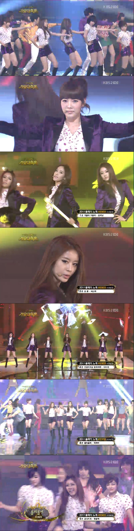 'KBS 가요대축제' 티아라, '크라이크라이+롤리폴리' 섹시 복고 리믹스