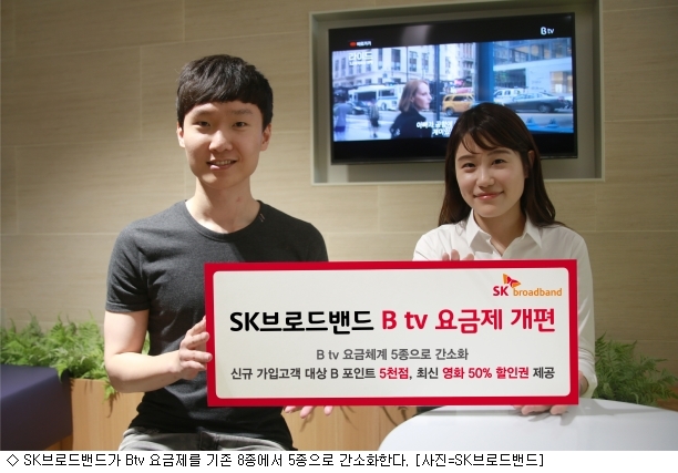 SK브로드밴드, Btv 요금제 간소화 '8종→5종'