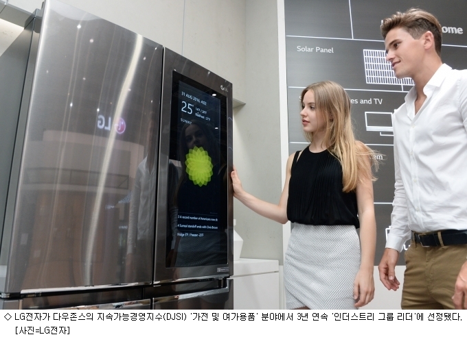LG전자, DJSI '가전·여가용품' 3년 연속 세계 1위