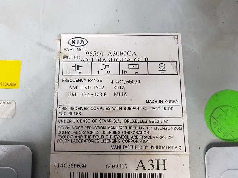 레이 올뉴모닝 순정 AVN 네비 블루투스 오디오 데크 / 96560-A3000CA - 카오디오 앰프 AV 네비 - 자동차 중고부품 SM모터스