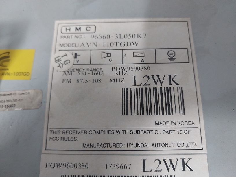 그랜져TG 인텔리젼트 AVN 오디오 / 96560-3L050K7 - 카오디오 앰프 AV 네비 - 자동차 중고부품 SM모터스