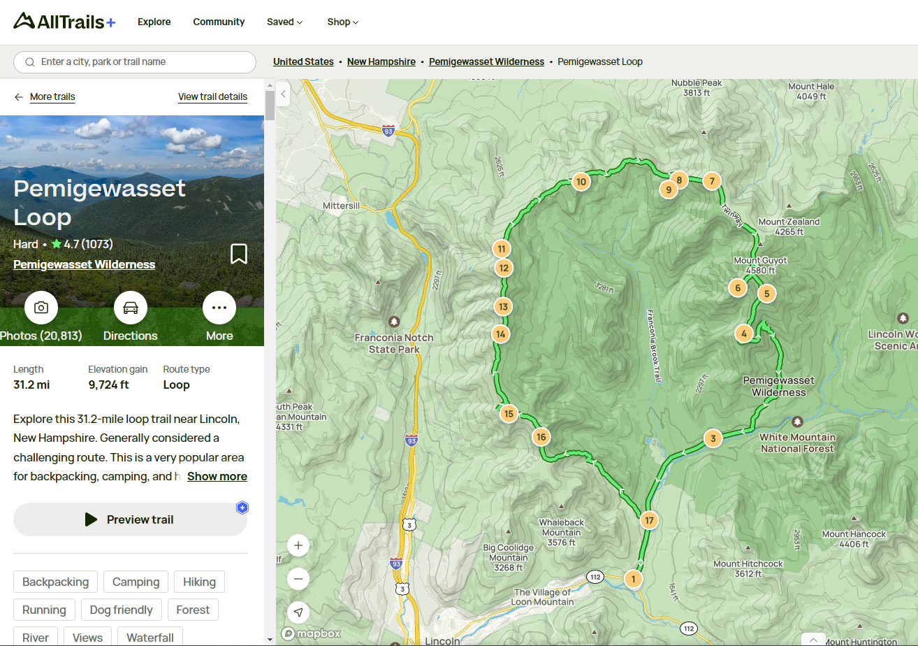 2024 Backpacking - Pemi Loop (NH), Great Range (NY), Devil's Path (NY ...