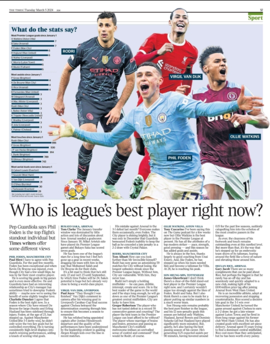 타임즈 기자들이 선정한 현재 epl 최고의 선수 - 악플달면 쩌리쩌려버려 - ＊여성시대＊ 차분한 20대들의 알흠다운 공간