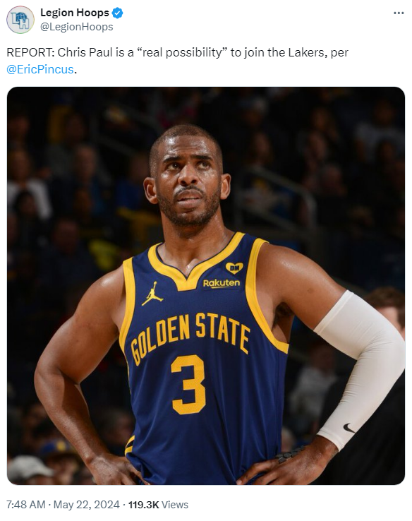 [LAL/GSW]레이커스 합류 가능성이 있는 크리스 폴 - NBA 뉴스 게시판 - I Love NBA