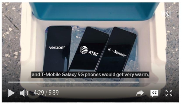 WSJ 이번엔 '갤럭시S10 5G' 아이스박스 속으로..삼성전자 스마트폰 또 조롱