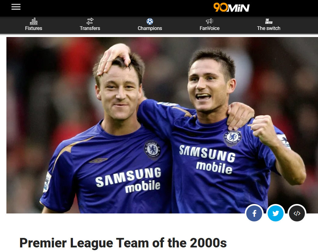 2000년대 EPL 베스트11..맨유·첼시만 9명 (英 매체)