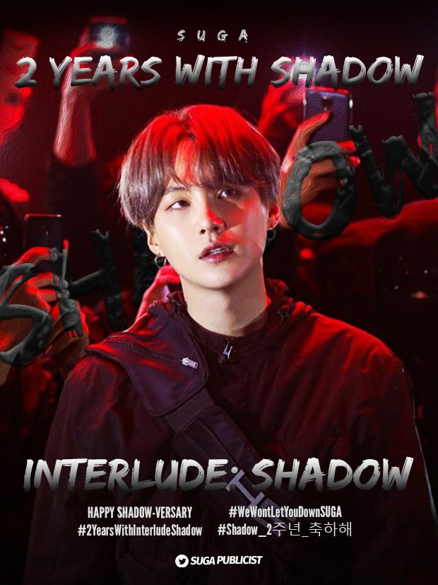 방탄소년단 슈가 'Interlude:Shadow' 발매 2주년 전 세계 팬들 축하..HAPPY SHADOW-VERSARY