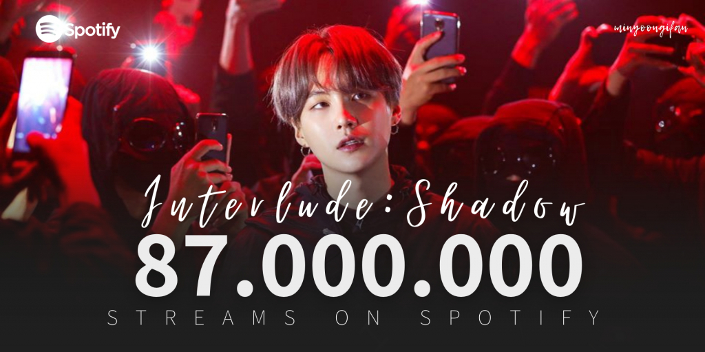 방탄소년단 슈가 'Interlude : Shadow' 스포티파이 8700만 돌파