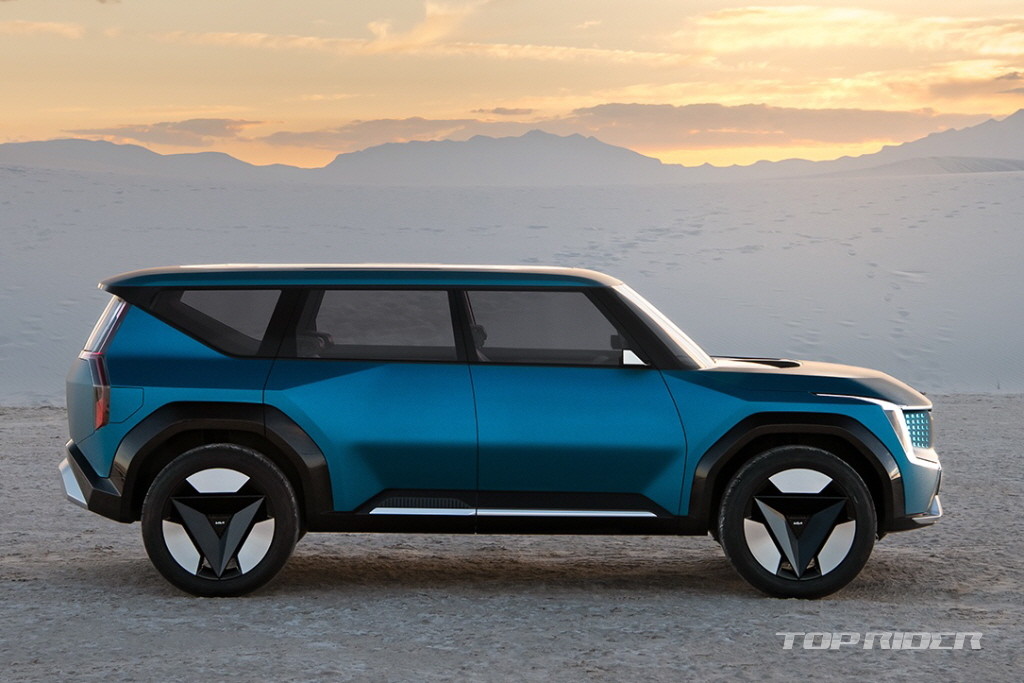 기아 EV9 제원 일부 공개, 주행거리 540km·팰리세이드급 SUV | 탑라이더