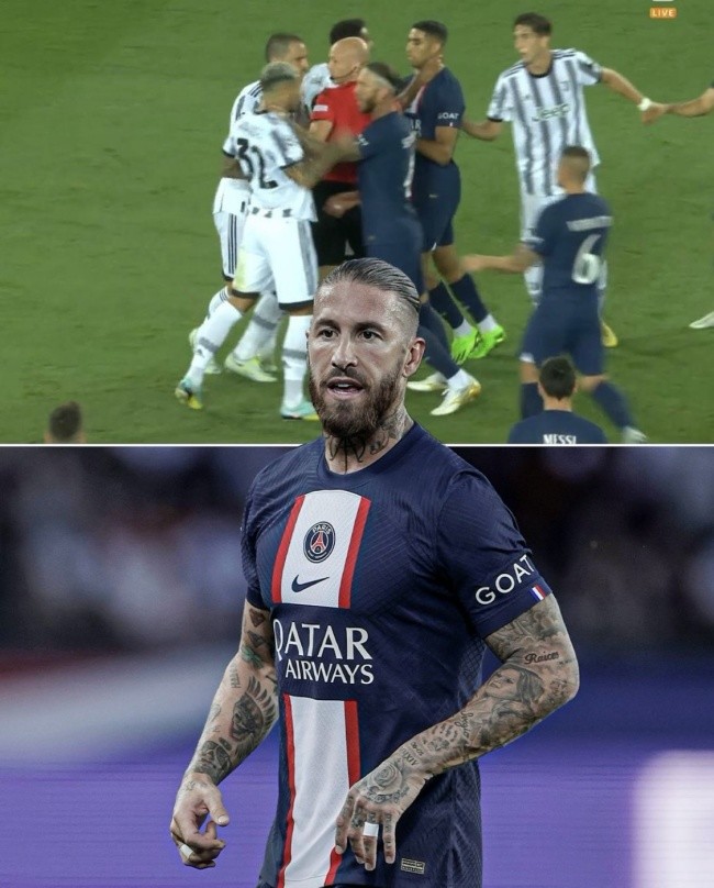 6일 전까지 동료였잖아..라모스, 前 PSG MF와 충돌→목 가격