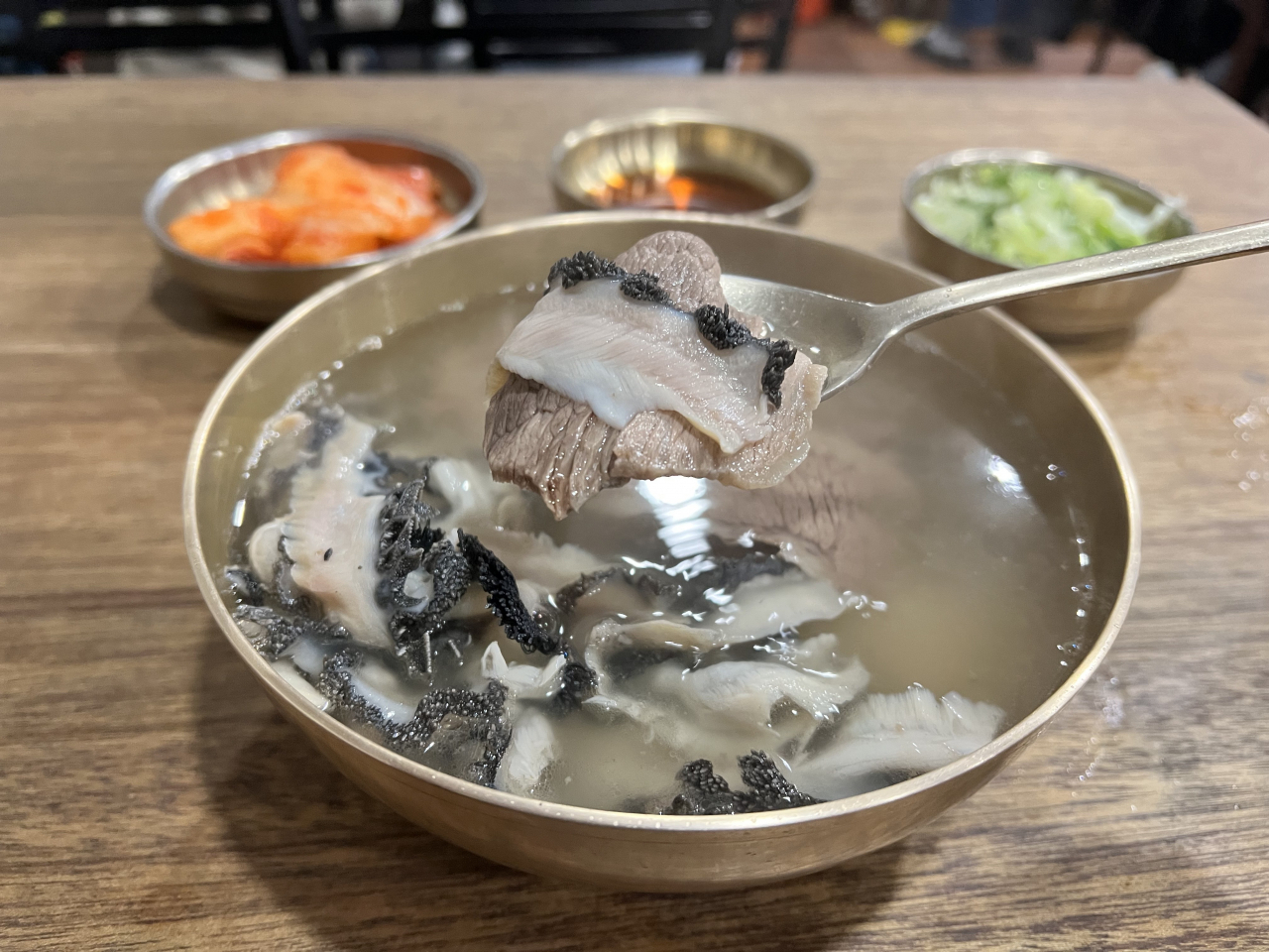 Bowl of hot beef soup to warm your day