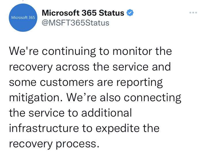 MS365 서비스 기술적 오류로 먹통…"순차 복구 중"(종합)