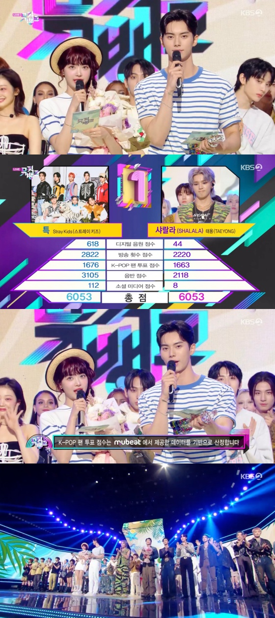 '뮤뱅' 스트레이 키즈, NCT 태용 제치고 '1위'..에이티즈 컴백[★밤TView]