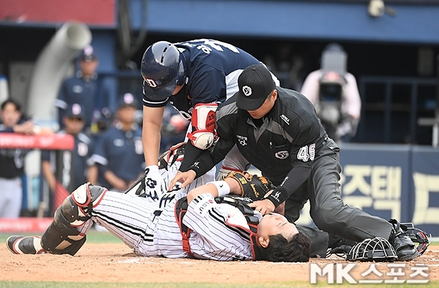 ‘천만다행’ 바운드 볼에 목 맞은 허도환, 빠르게 회복…정상 출전 중 [MK잠실]