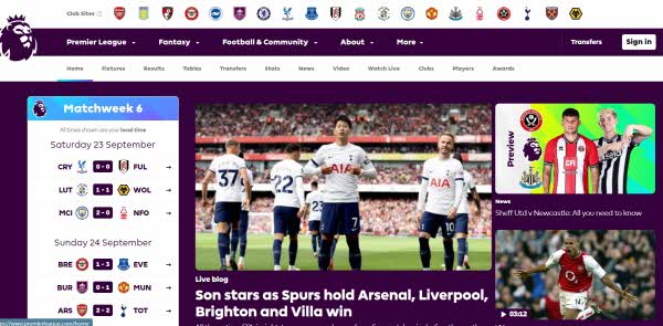 '아스날전 멀티골' 손흥민, EPL 공홈-BBC 메인 장식