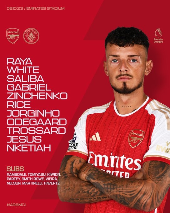 ‘EPL 8R 최대 빅매치’ 아스널 vs 맨시티 선발 명단 공개