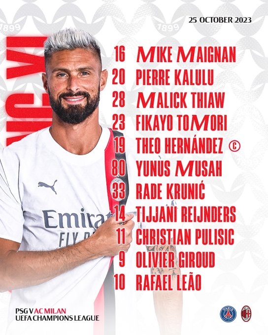 ‘이강인 벤치 대기’ PSG, UCL F조 3R AC 밀란전 선발 명단 공개