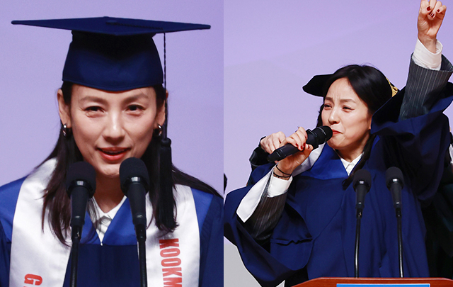 "인생은 '독고다이'"···이효리, 모교 졸업식서 '파격' 축사 후 가운 벗어던졌다