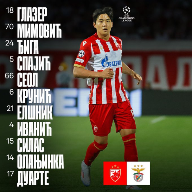 전반전 좌풀백, 후반전 우풀백…‘키패스 3회’ 멀티성 보여준 설영우의 UCL 데뷔전 → 팀은 벤피카에 1-2 패