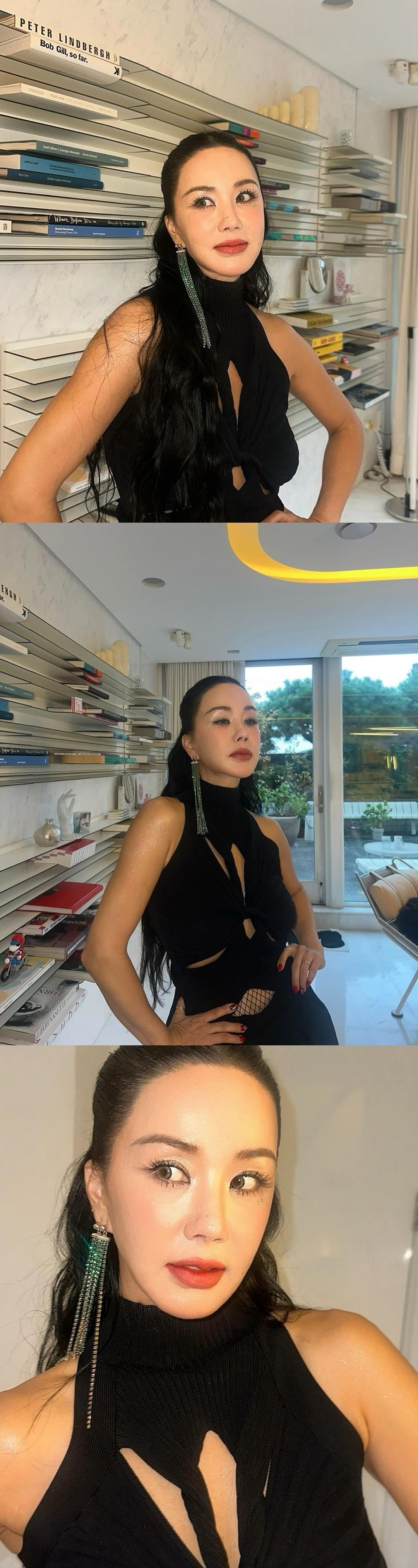 '165cm 47kg' 엄정화, 과감한 망사스타킹 자태…지나가던 진돗개도 놀라겠네