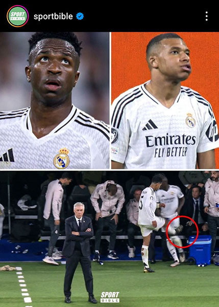 '우리 정말 이거밖에 안돼?' 1540억 벨링엄, 교체 아웃 후 물병 차며 '분노 표출'...레알 마드리드는 1-3 충격패