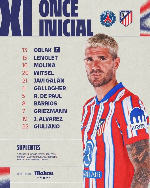 ‘아쉽다’ 이강인 벤치 대기! PSG, AT마드리드전서 2G 무승 부진 씻나…챔스 4R 선발 명단 발표 [챔피언스리그]