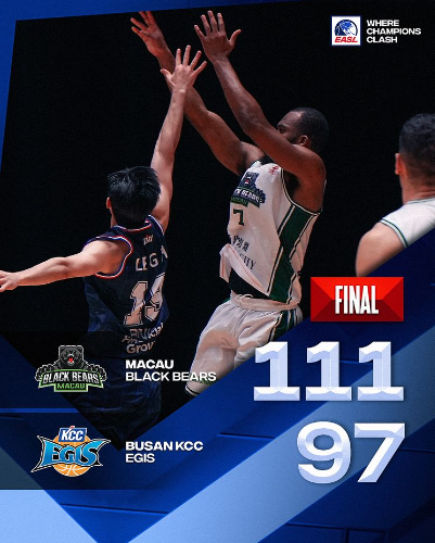 ‘KBL 챔피언’ KCC, 버튼 35점 활약에도 동아시아 슈퍼리그 첫판부터 마카오에 14점차 대패