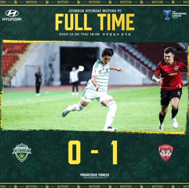 [ACL2 리뷰] '16강 조기 확정' 힘 확 뺀 전북, 무앙통에 0-1 패배...승강PO 집중한다