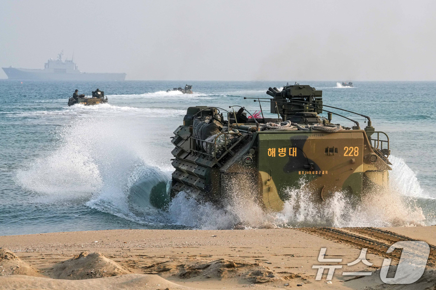 [화보]해병대 1사단, 포항 도구해안서 돌격장갑차 상륙훈련