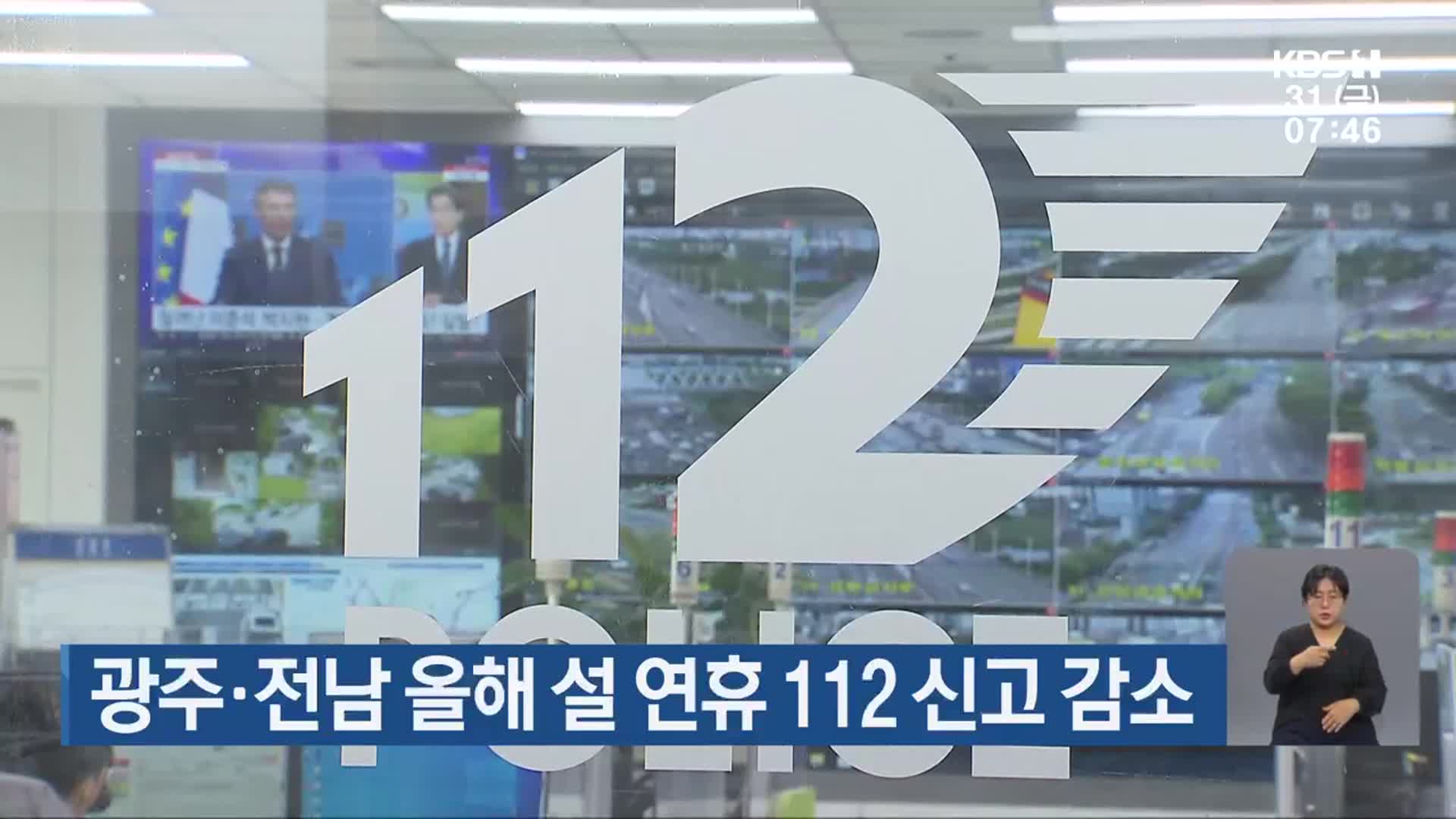 광주·전남 올해 설 연휴 112 신고 감소