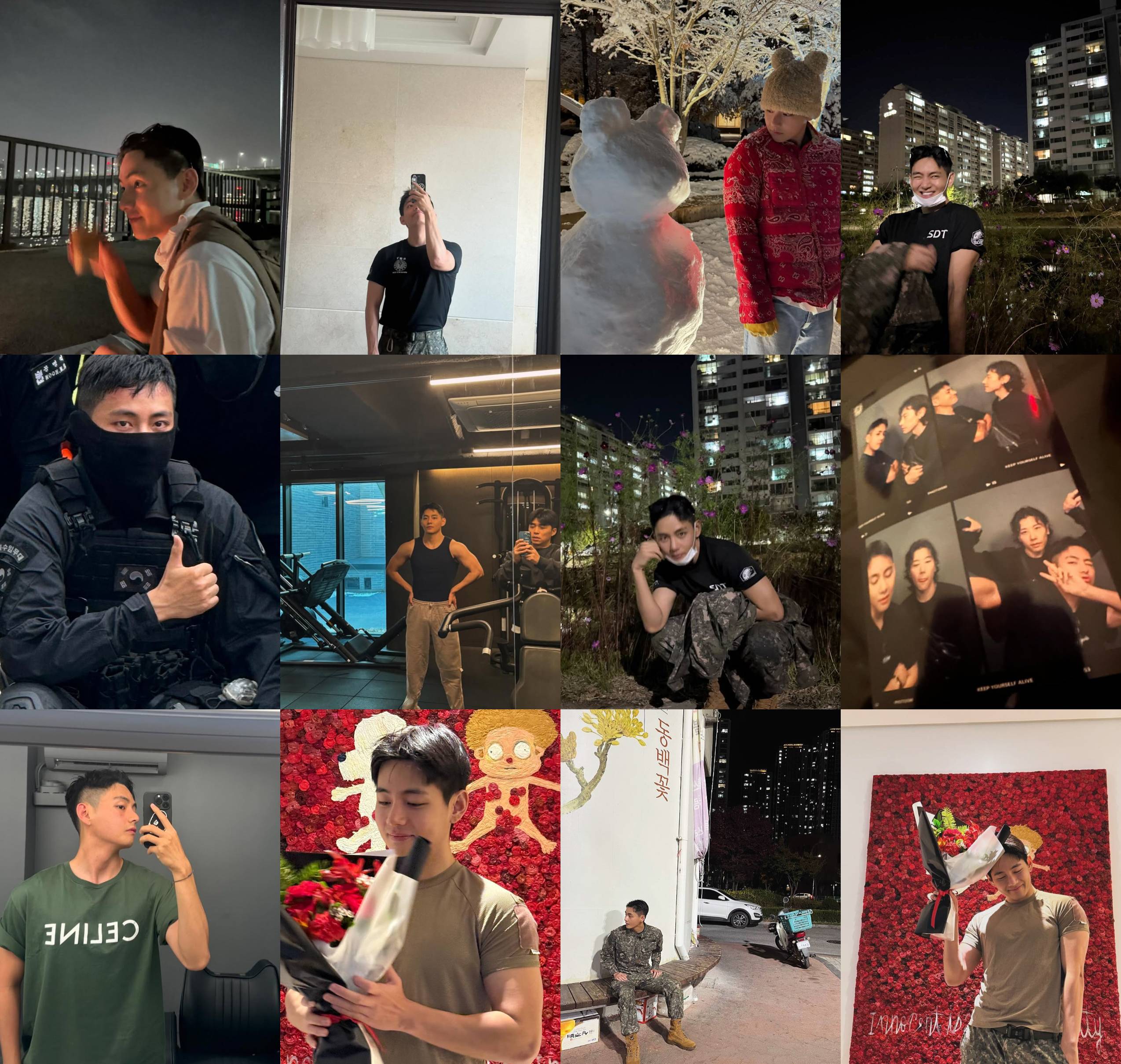 BTS 뷔 "김병장 생존신고" 24kg 벌크업 깜짝 '마동석 팔뚝'…박효신과 투샷까지