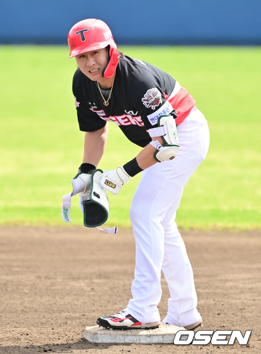 "이상적인 타구들이 나온다" 펜스 직격 2루타→115m 투런포, '장타 UP' 우승 유격수 OPS .800 이루려나 [오!쎈 창원]