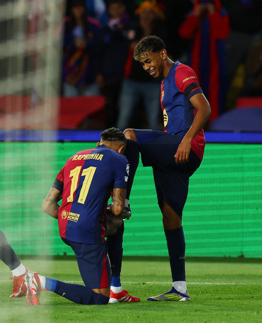 17세 241일 야말, UCL 최연소 한 경기 골＋도움 기록하며 바르셀로나 8강행 이끌었다