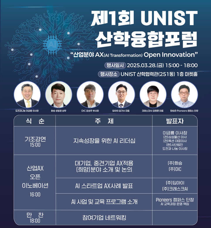 UNIST '산학융합포럼' 개최…"AI 기술 산업에 접목"