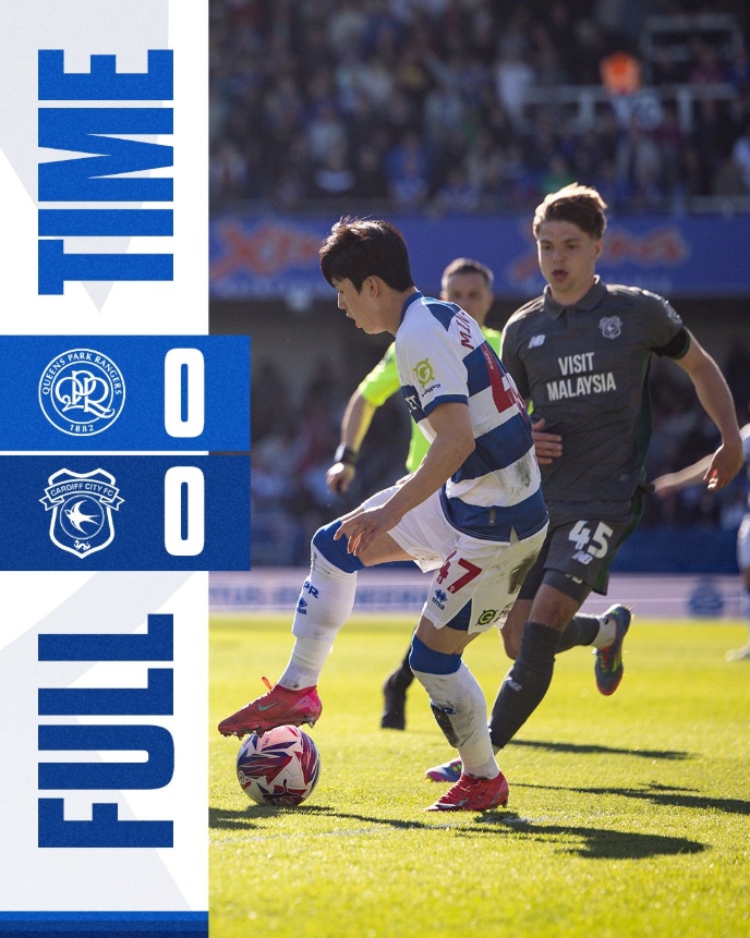 '주전 되찾은' 양민혁, 61분 그라운드 누볐다→2호골 다음 기회에…QPR, 카디프와 0-0 무+7G 연속 무승 '수렁' [챕피언십 리뷰]