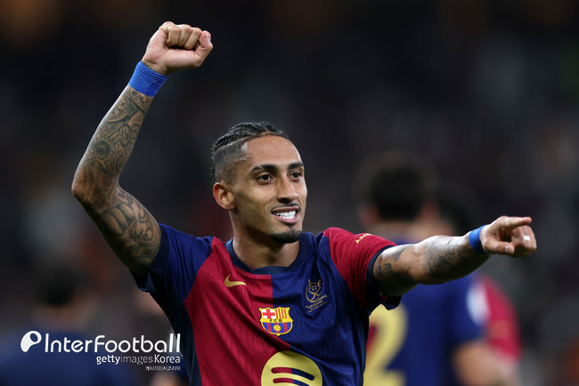 [UCL STAR] 18살 후배 데뷔골 강탈한 하피냐, 메시 전성기 공격P와 동일...'12골 7도움, 19개'