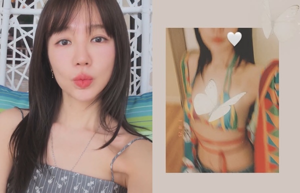 '169cm 45kg' 윤은혜, 끈 달린 아슬아슬 비키니 사진 투척