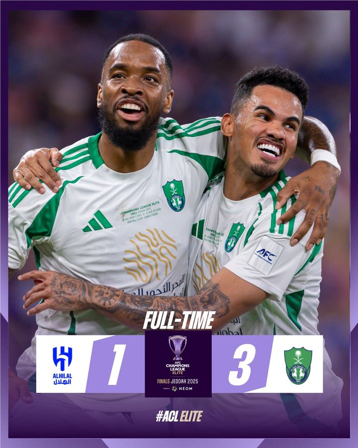 광주 7-0 대파한 알힐랄, 알아흘리에 1-3 패배…ACLE 결승 좌절