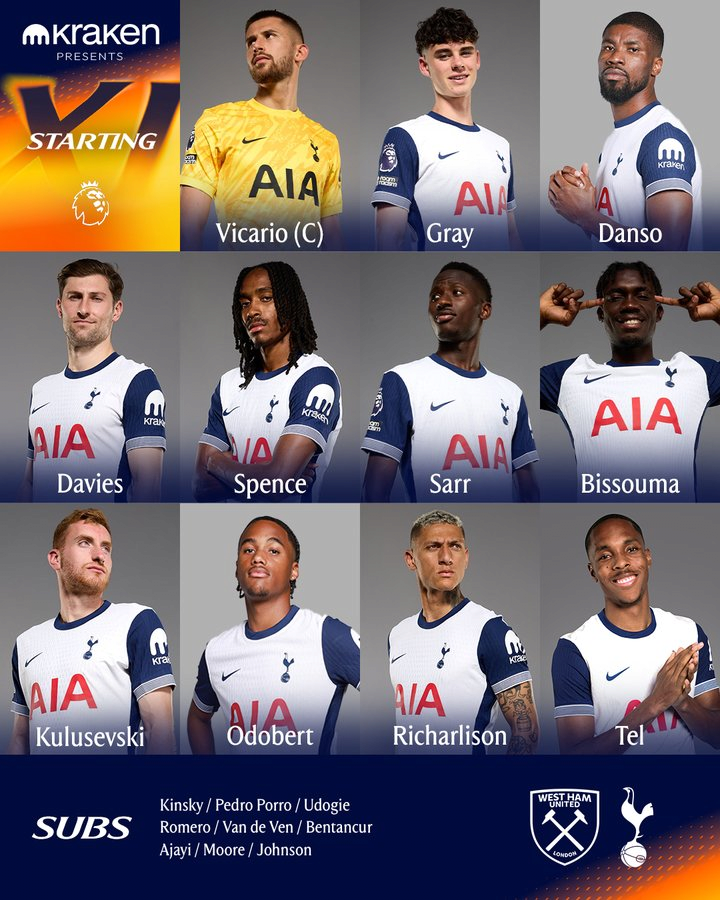 손흥민 사라졌다.. ‘6G 연속 결장’···‘오도베르-히샬리송-텔 스리톱’ 토트넘, 웨스트햄전 선발 라인업 공개[EPL 라인업]