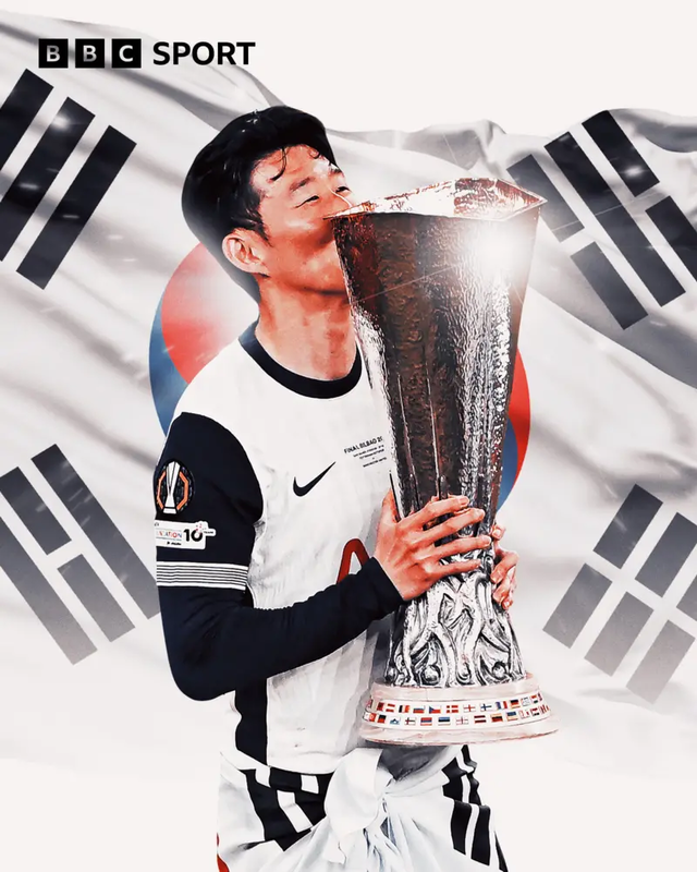 [UEL 결승] "주모!" 오늘만은 '국뽕 치사량' BBC, 태극기 펄럭+트로피 키스 SON 게재