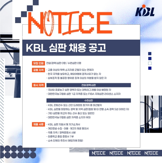 KBL, 심판 공개 모집