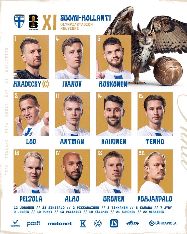 [442.lineup] ‘전통 강호’ 네덜란드, ‘조 2위’ 핀란드 꺾고 기분 좋은 출발 도전...양 팀 선발 명단 공개