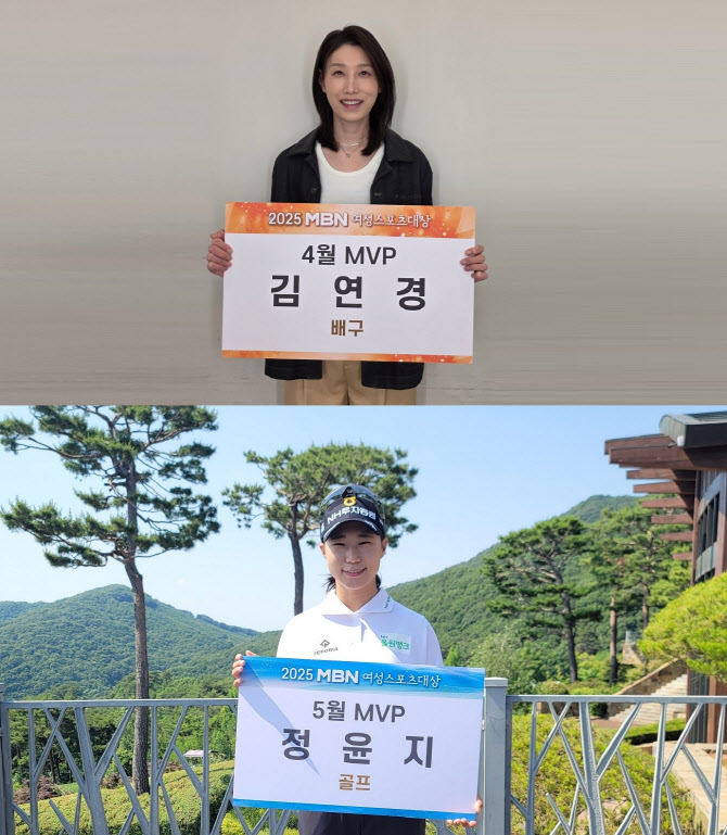 김연경X정윤지, 2025 MBN 여성스포츠대상 4·5월 MVP 수상
