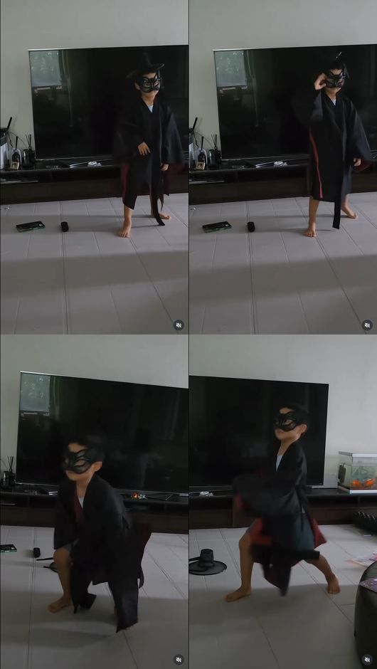 한가인 아들 제우, 댄스 실력도 상위 1%..'케데헌' 사자보이즈 빙의