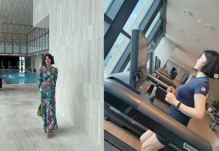 53세 맞아? 한혜연, 호캉스 즐기며 운동에 진심..46kg 몸매 보니