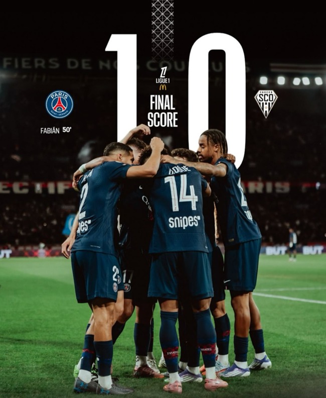 [리그앙 리뷰] '이적설' 이강인 교체 출전→9분 소화... '루이스 결승골' PSG, 앙제에 1-0 신승