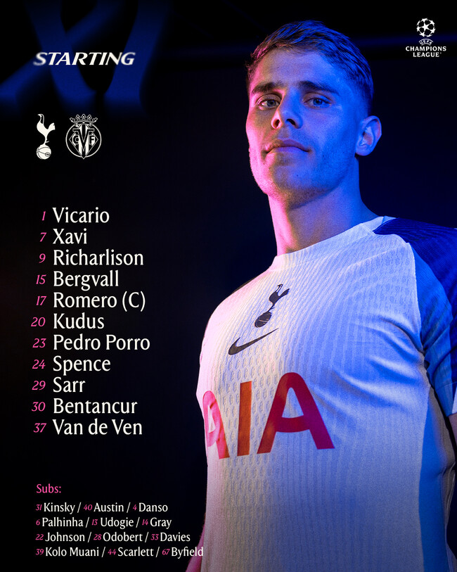 [ucl.review] '베리발 행운의 자책골 유도' 토트넘 잘 나가네...비야레알과 UCL 1차전서 1-0 승리