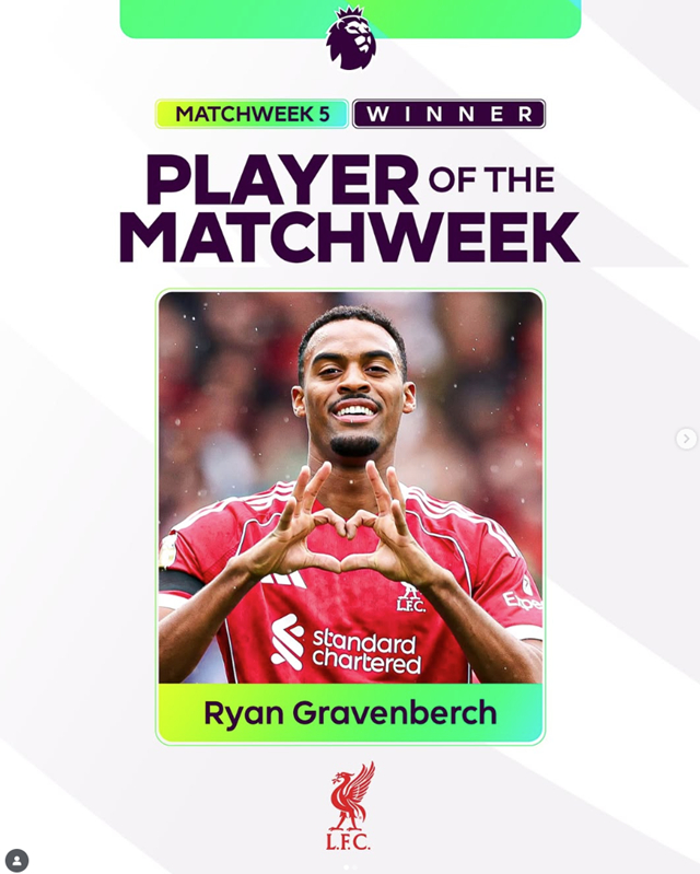 이제 'EPL S급-리버풀 에이스'로 인정할 수밖에... 흐라번베르흐 '이주의 선수' 선정