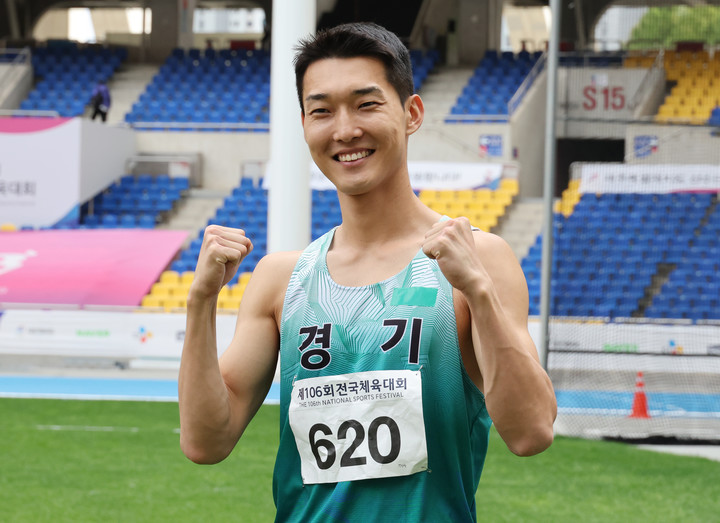 높이뛰기 간판 우상혁, 2m20 넘어 전국체전 통산 10연패 달성